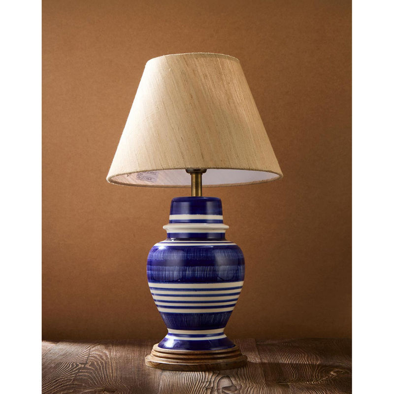Buy Fabindia Blue Ceramic Bedside Table Lamp Online