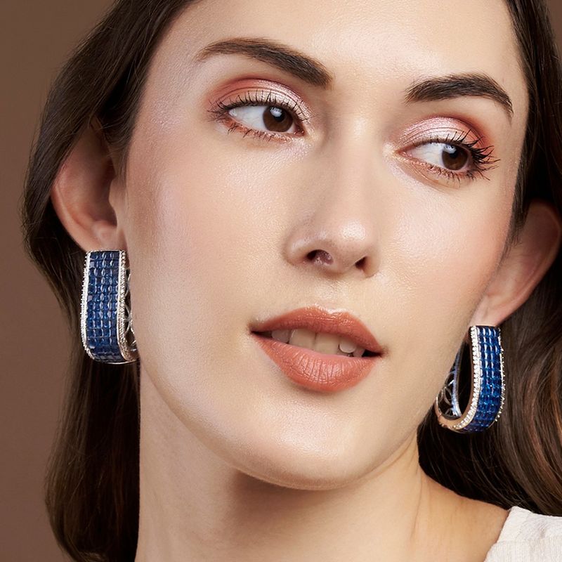 Buy The Jewel Factor Blue Azure Hoop Earrings Online