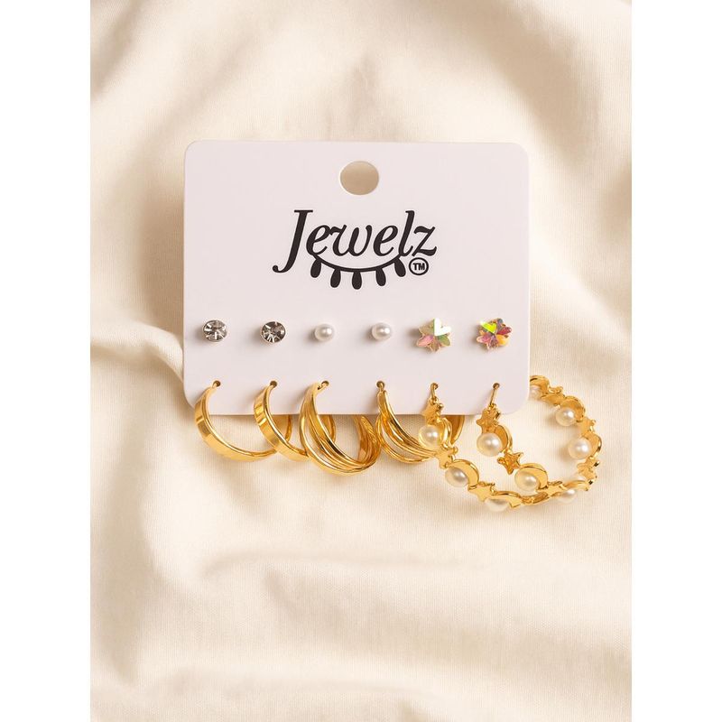 Buy Jewelz Gold-Tone Multi-Style Earring Combo Set - 9 Pairs Online