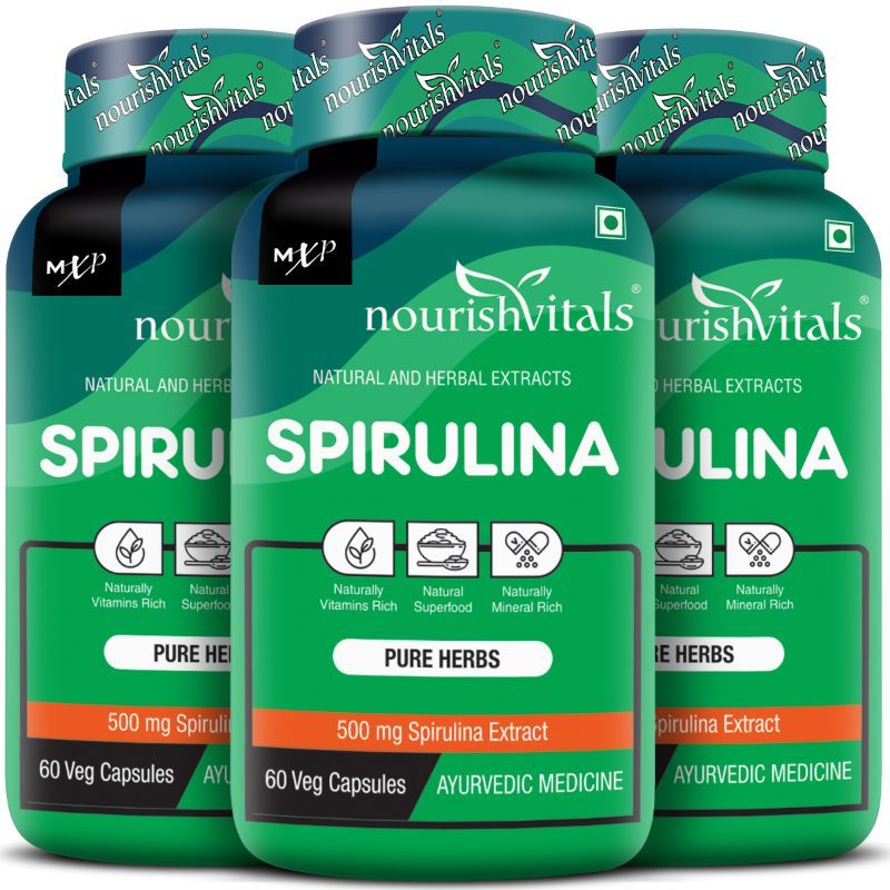 Buy Nourish Vitals Spirulina Pure Herbs - 500mg Spirulina Extract ...