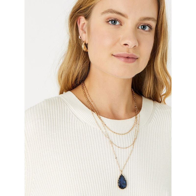 Buy Accessorize London Womens Blue Harvest Layered Gem Necklace Online