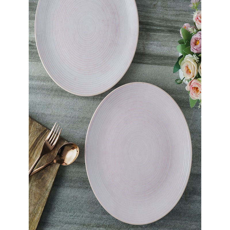 Buy The Decor Mart Pink Swirl Ceramic Dinner Plates Set of 2 Online