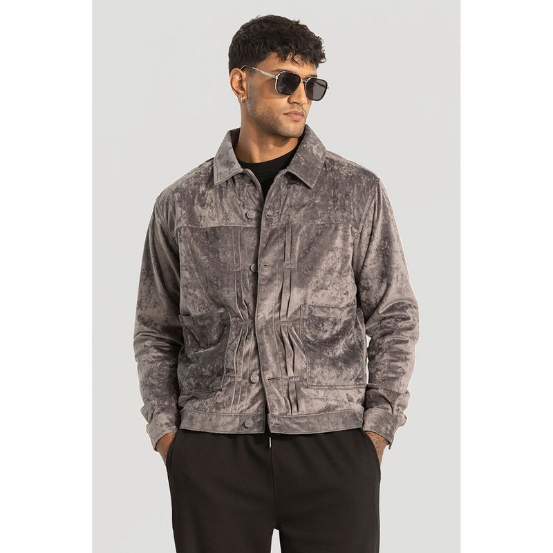Buy Snitch Grey Velvet Jacket Online