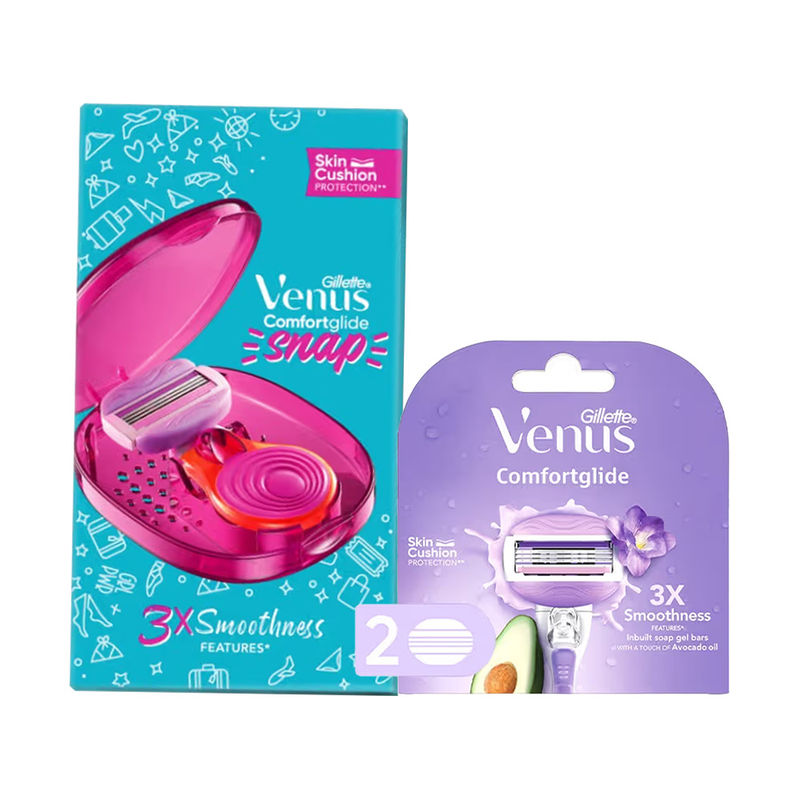 Buy Gillette Venus Snap Hair Remover Women Body Razor + 2 Comfortglide ...