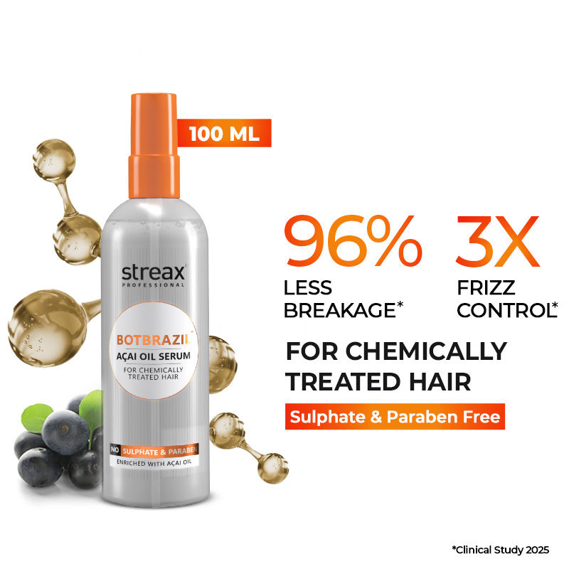 Buy Streax Professional BotBrazil Acai Oil Hair Serum for Frizz Control ...