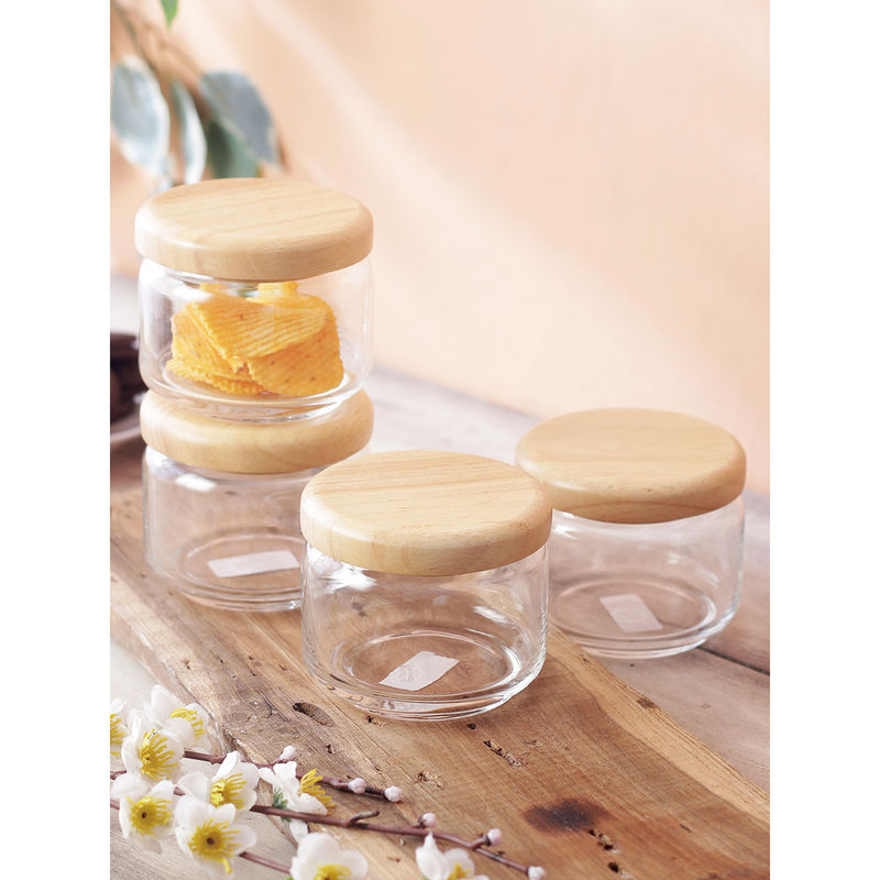 Buy Ocean Pop Jar 325Ml With Wooden Lid (Set of 6) Online