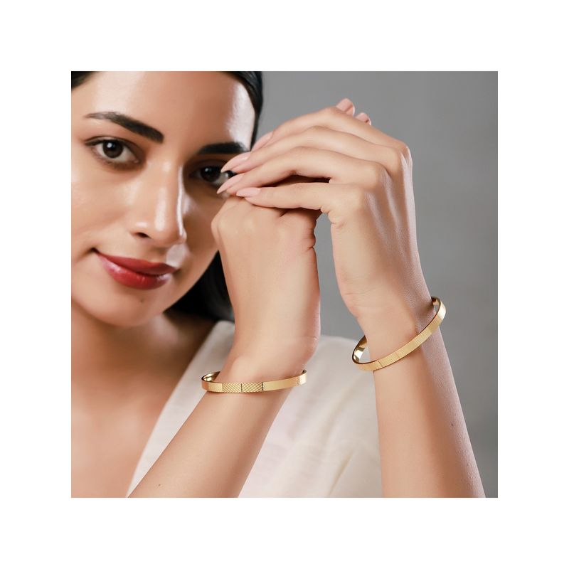 Buy Voylla Gold Elegance Sunehri Noor Bangles (Pack Of 2) Online