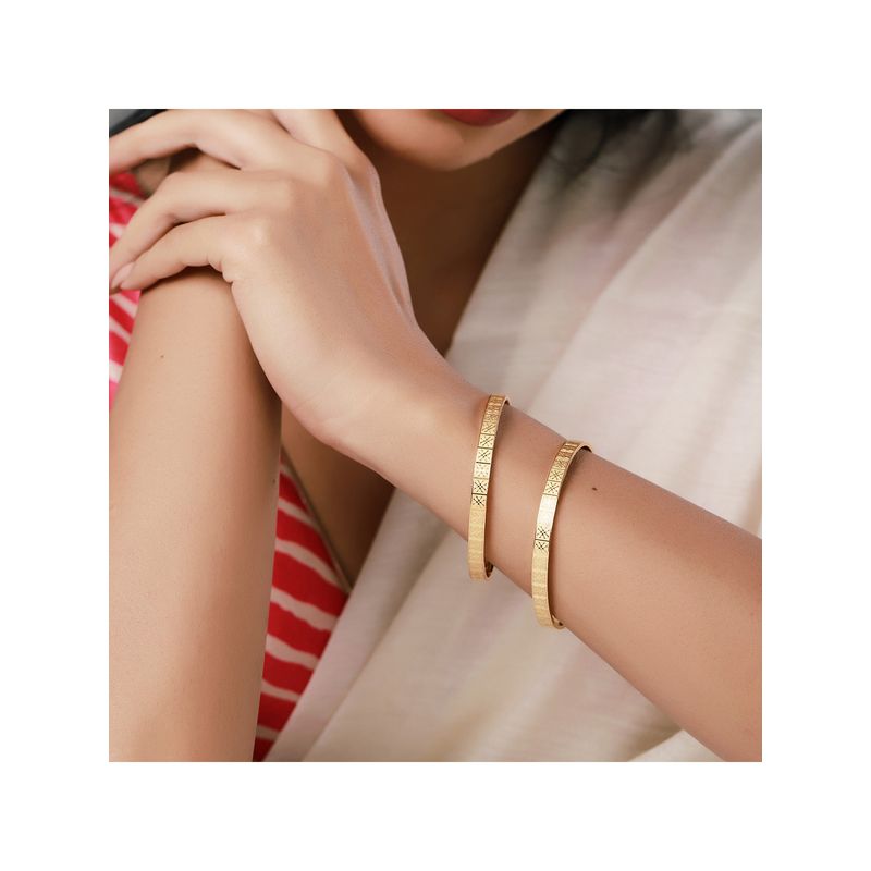 Buy Voylla Gold Elegance Kashish Bangles (Pack Of 2) Online