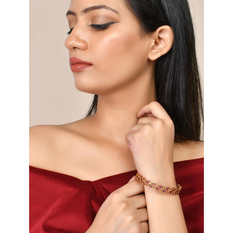 Buy Voylla Sparkling Elegance Red Stone Bangle Online