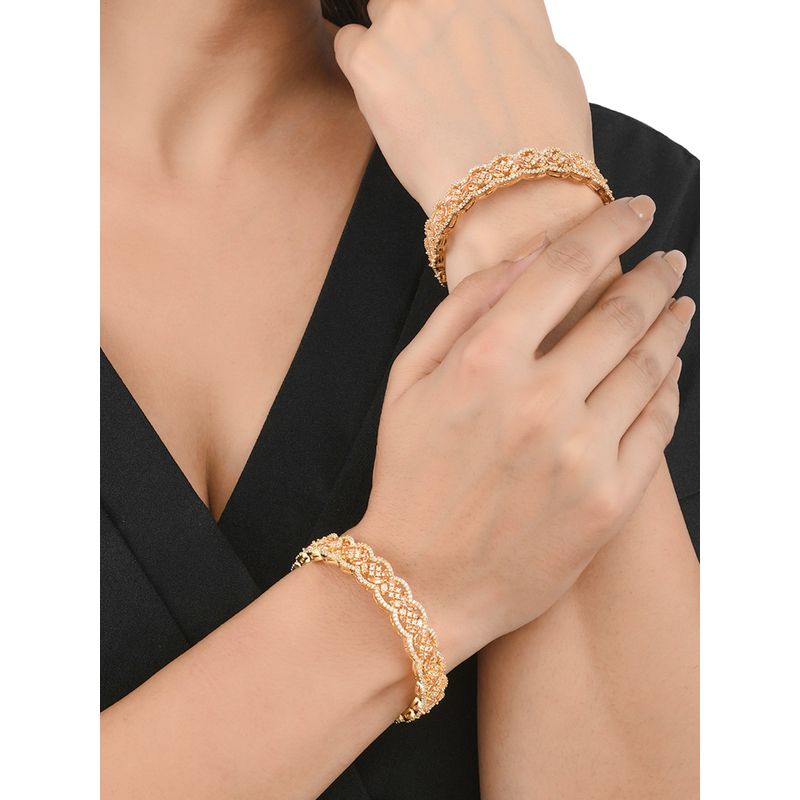 Buy Voylla Yellow Gold Plated Cluster Packting Zircons Brass Ethnic ...