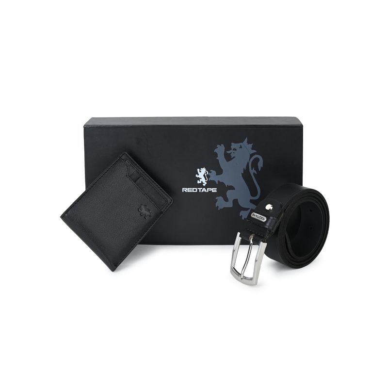 Buy Red Tape Men Black Leather Solid Gift Set Online