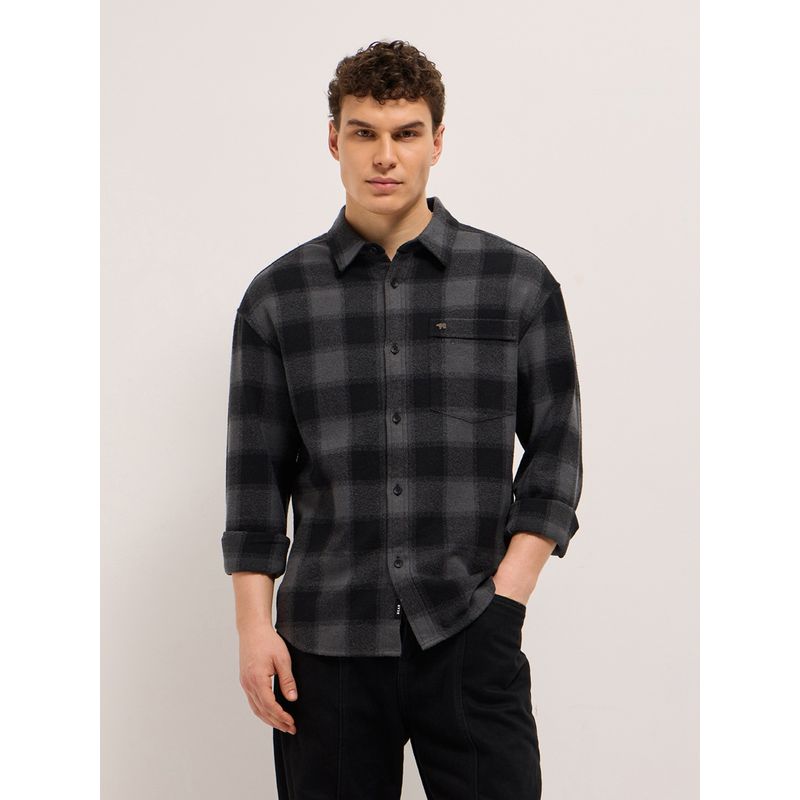 Buy THE BEAR HOUSE Men's Grey Relaxed Fit Check Shirt Online