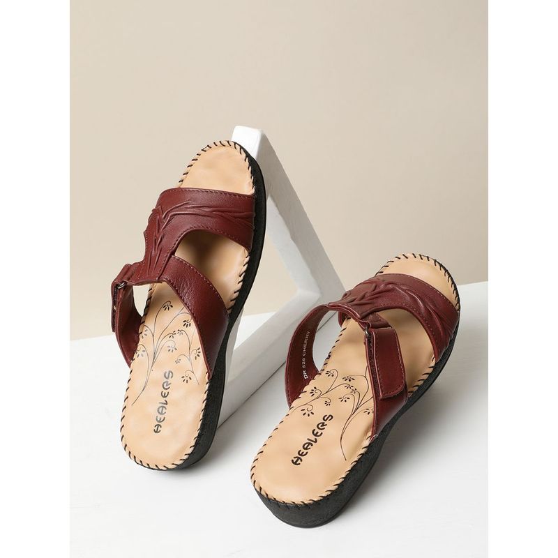 Buy LIBERTY Maroon Platform Round Toe Sandal Online