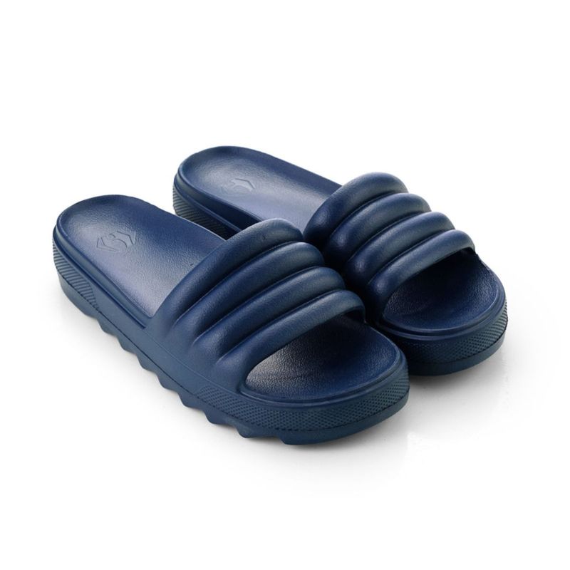 Buy HOPPA Navy Blue Round Toe Sliders Online