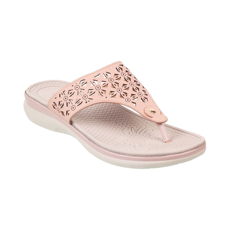 Buy Mochi Women Comfortable Synthetic Peach Slippers Online