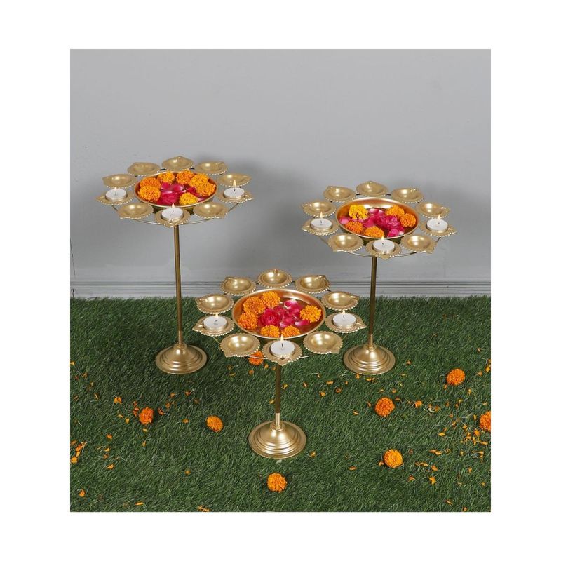 Buy Amaya Decors Detachable Tealight Ulri Set Of 3 Gold Online