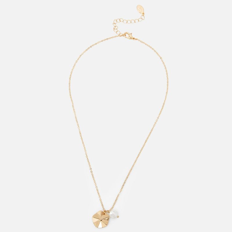 Buy Accessorize London Women's Gold Pearl & Textured Disc Pendant ...
