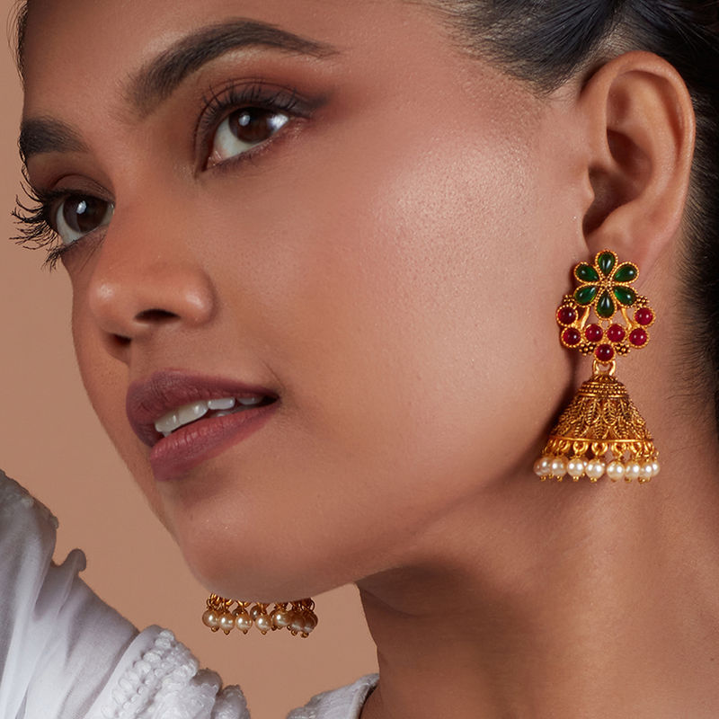 Buy Azai by Nykaa Fashion Festive Multi Color Gold Jhumkis Online