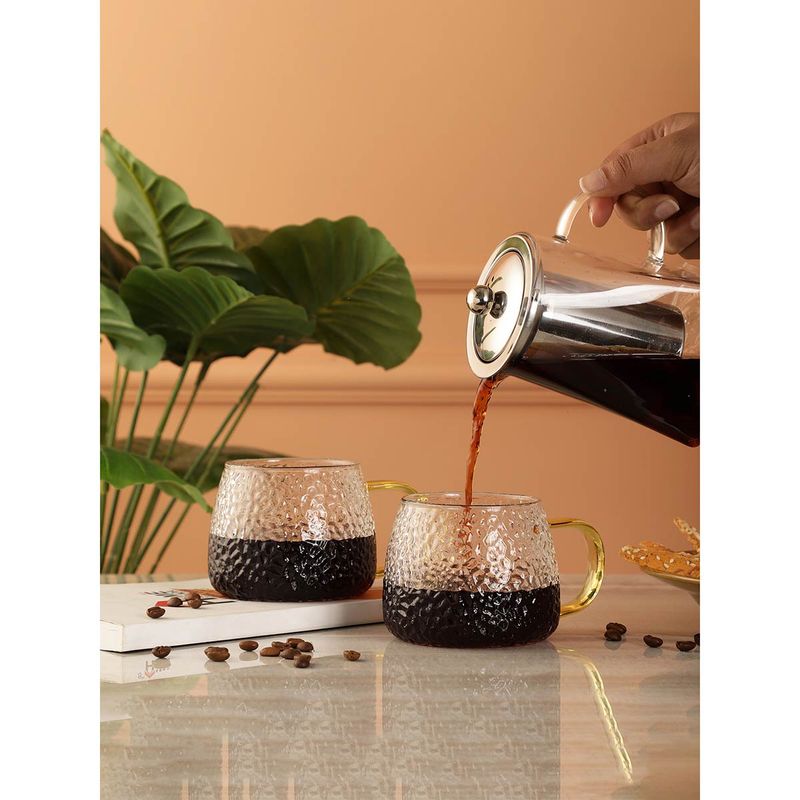 The Decor Mart Textured Cups with Golden Handle- Set of 2: Buy The ...