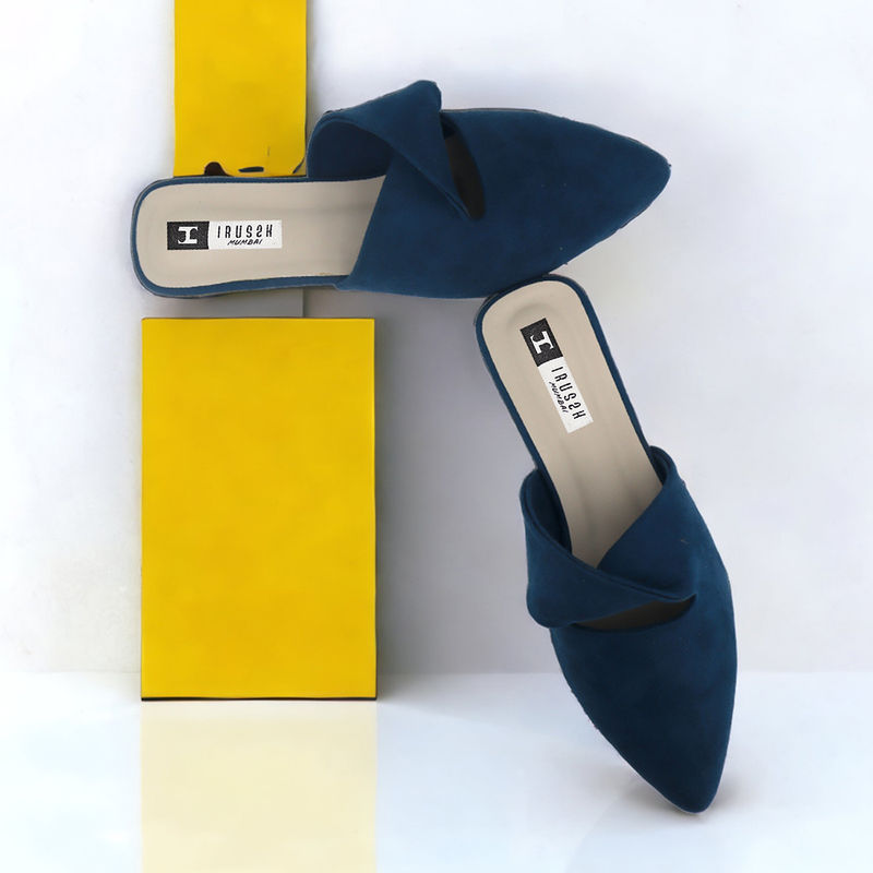 Buy IRUSSH Sorell Teal Velvet Soft Mules Online