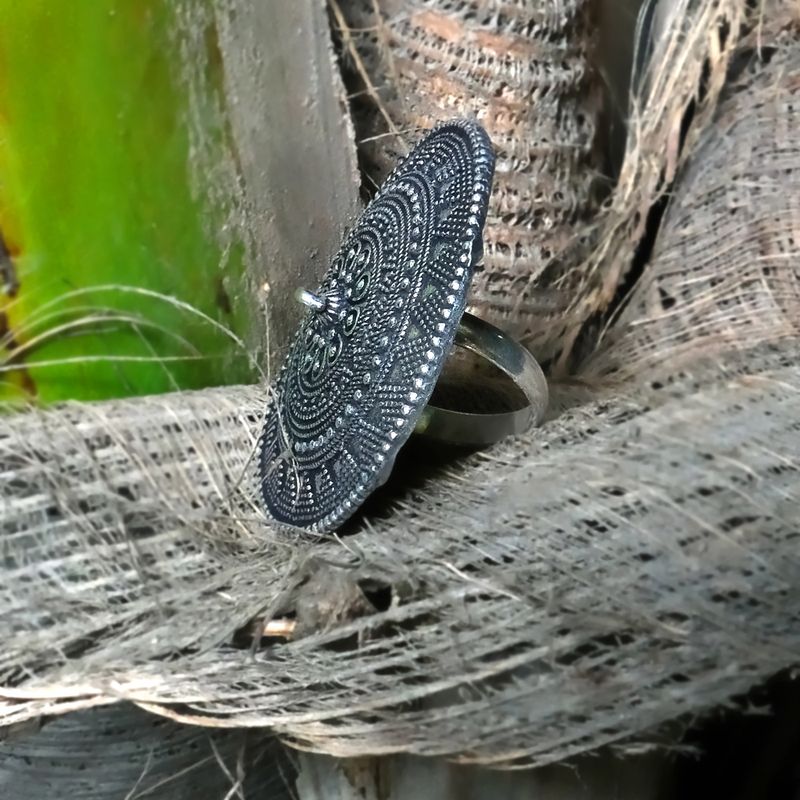 Buy Crunchy Fashion Oxidized Silver Traditional Adjustable Ring for ...