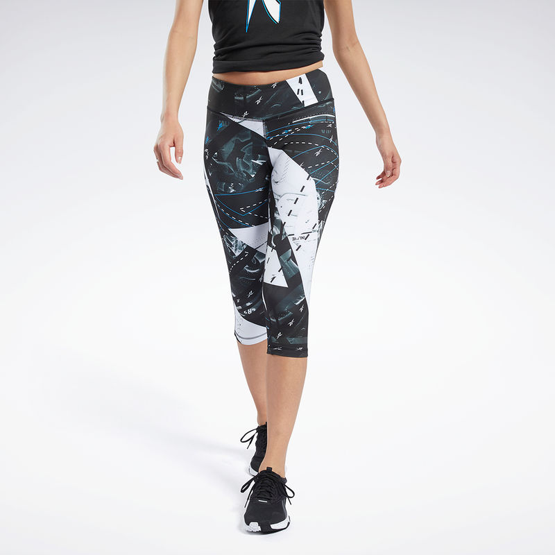 Buy Reebok Wor Aop Capri Black Training Tight Online
