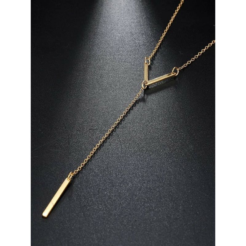 Buy OOMPH Gold Tone Link Chain V-Shape Lariat Fashion Necklace For ...