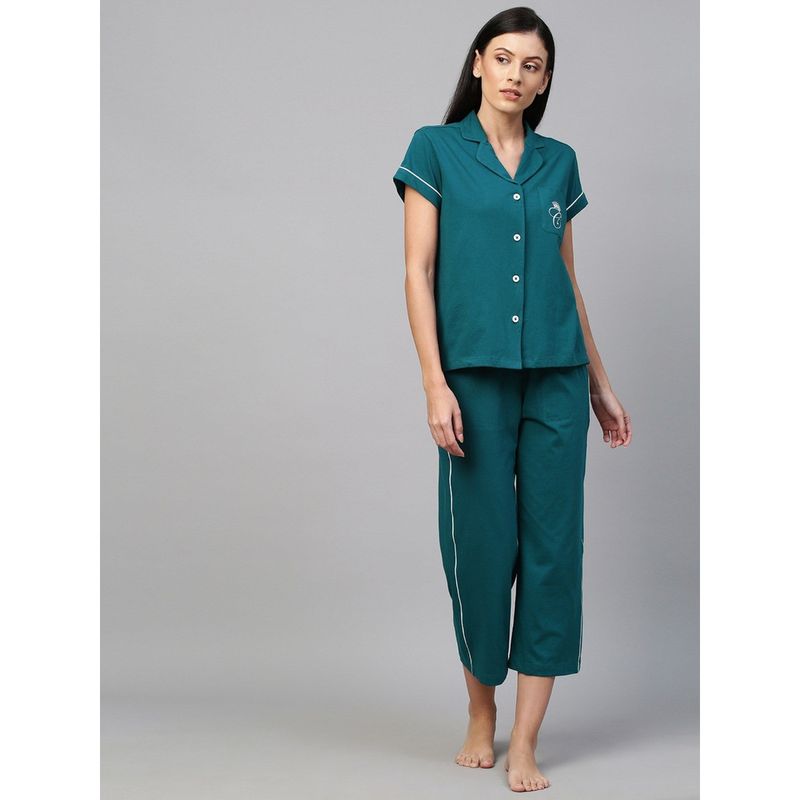 Buy Chemistry Knit Night Suit W- Piping Details-blue Online