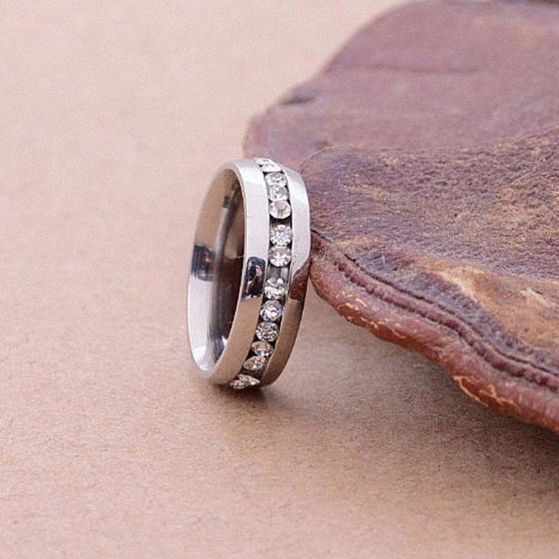 Buy Fabula Silver Stainless Steel Stone Broad Band Fashion Ring For Men ...