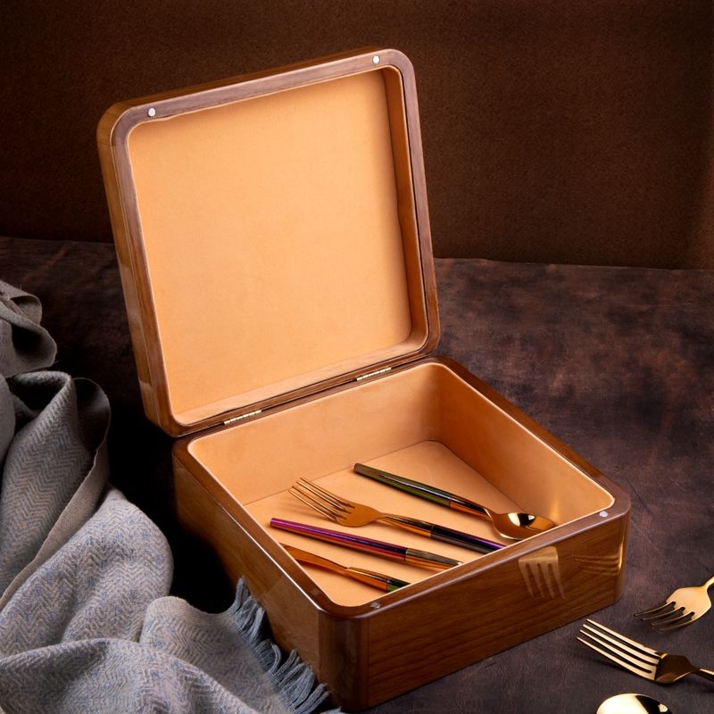 Buy Gibox Walnut Wooden Glossy Finish Utility Box for Home Office To ...