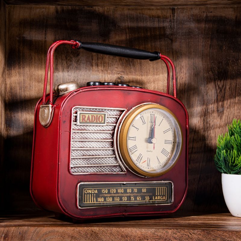 Buy Gibox Broadcaster Vintage Radio Clock & Coin Bank Home Decor ...