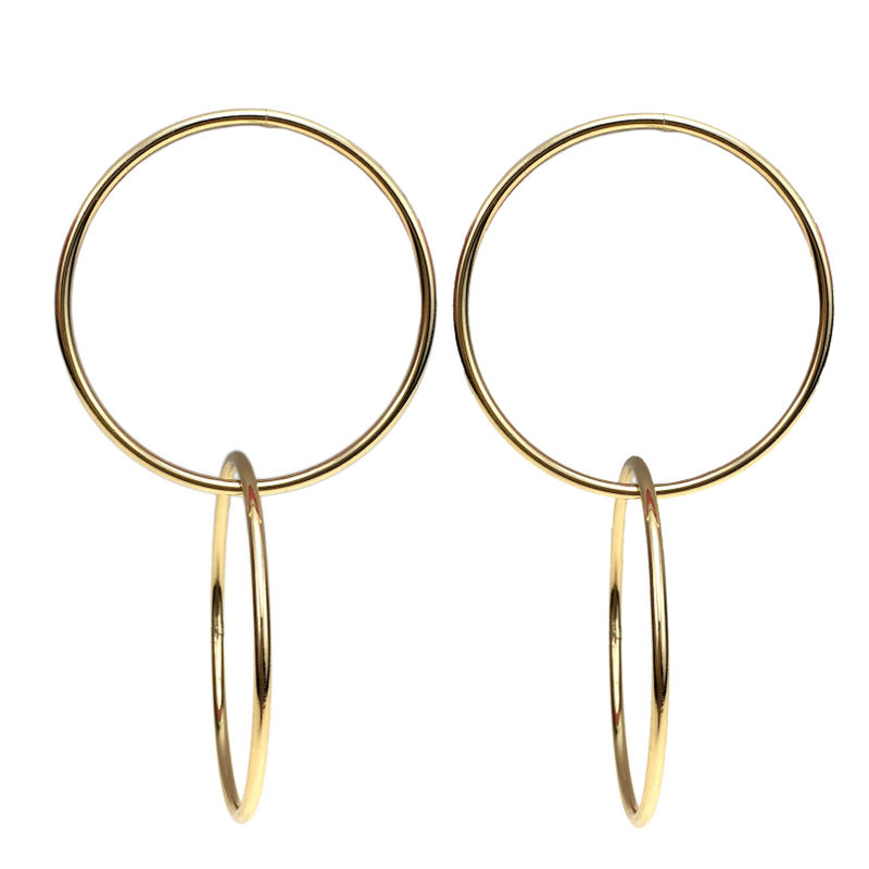 Buy Fabula Gold Tone Minimal Double Loop Drop Earrings Online