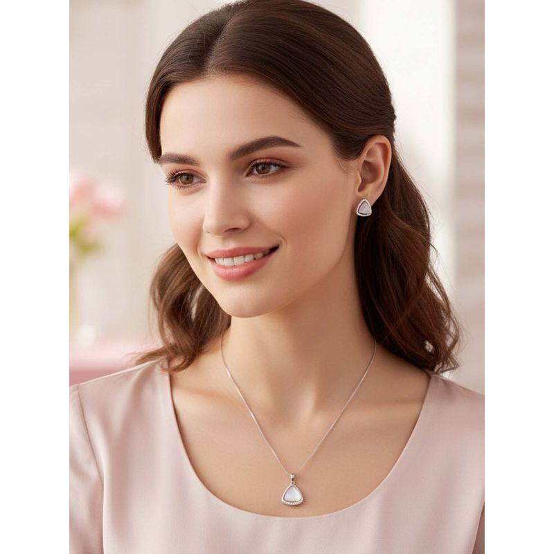 Buy 925 SILLER Pure Silver White Stone Jewellery Set Online