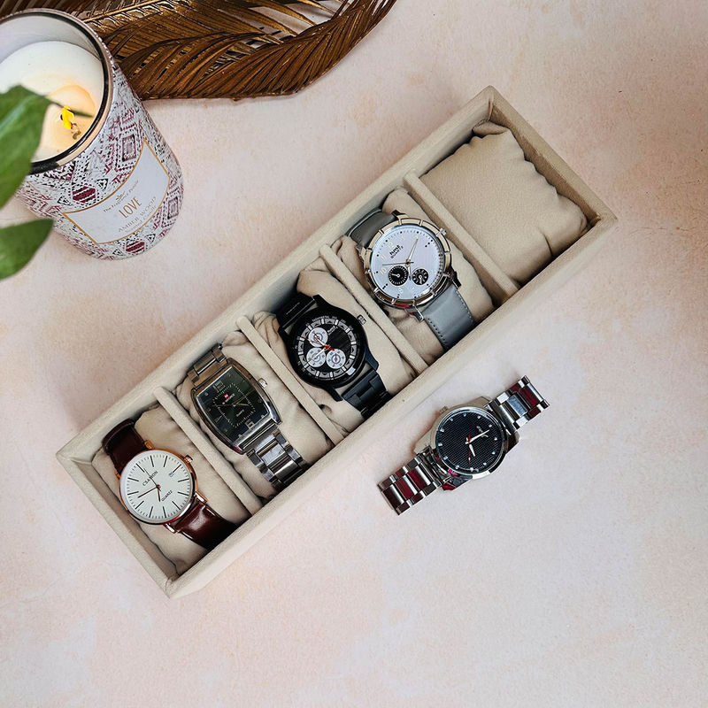 Buy La Trove Velvet Stackable 5 Slot Watch Tray for Organize Watches ...