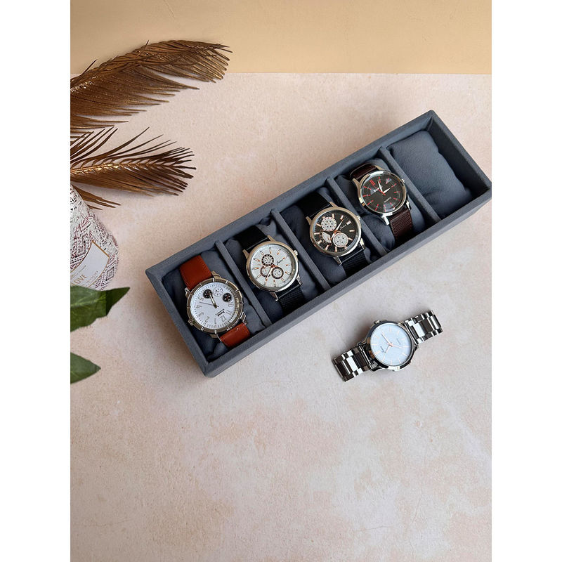 Buy La Trove Velvet Stackable 5 Slot Watch Tray for Organize Watches ...