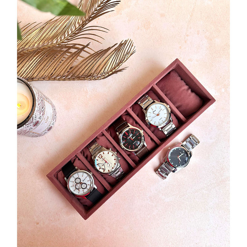 Buy La Trove Velvet Stackable 5 Slot Watch Tray for Organize Watches ...