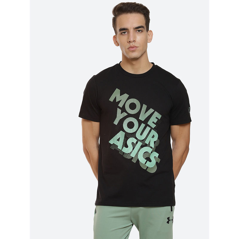 Buy Asics Heritage Font Graphic 2 Black Men Gym & Training T-shirts Online
