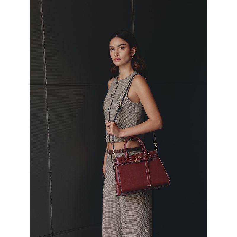 Buy MIRAGGIO Maroon Althea Satchel Bag with Detachable Strap (Medium ...