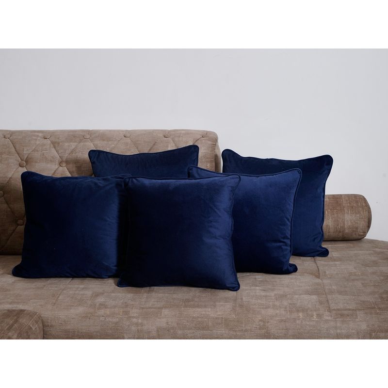 Buy SAY Navy Blue Solid/Plain Velvet Cushion Cover Online