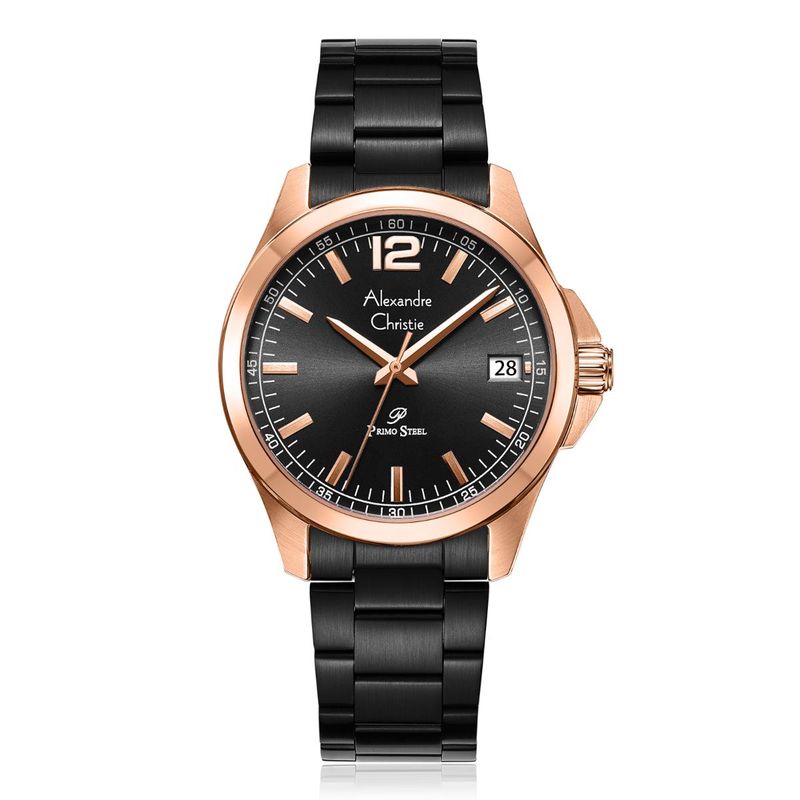 Buy Alexandre Christie Men Primo Steel Black Dial Stainless Steel ...