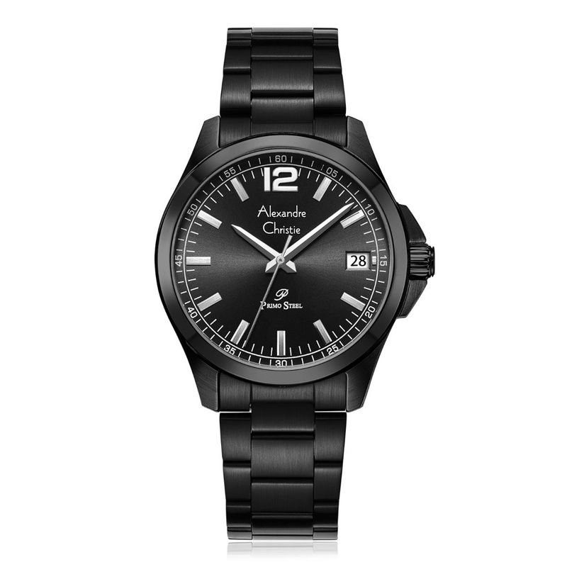 Buy Alexandre Christie Men Primo Steel Black Dial Stainless Steel ...