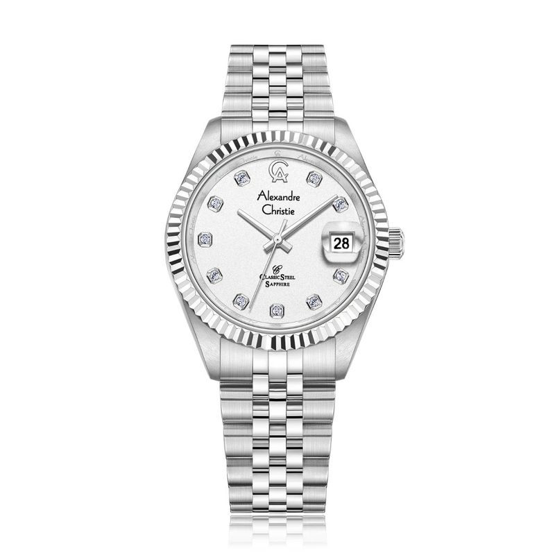 Buy Alexandre Christie Women Classic Steel Silver Dial Stainless Steel ...