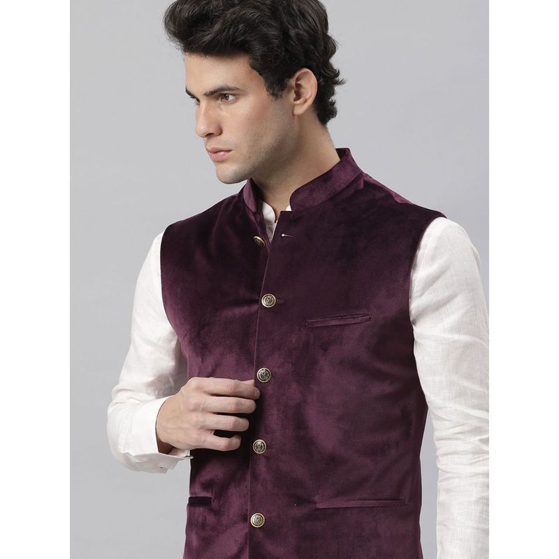 Buy RARE RABBIT Maroon Nehru Jacket Online