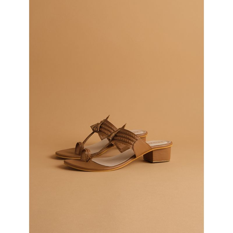 Buy Eridani Textured Chickoo Sheen Heels Online