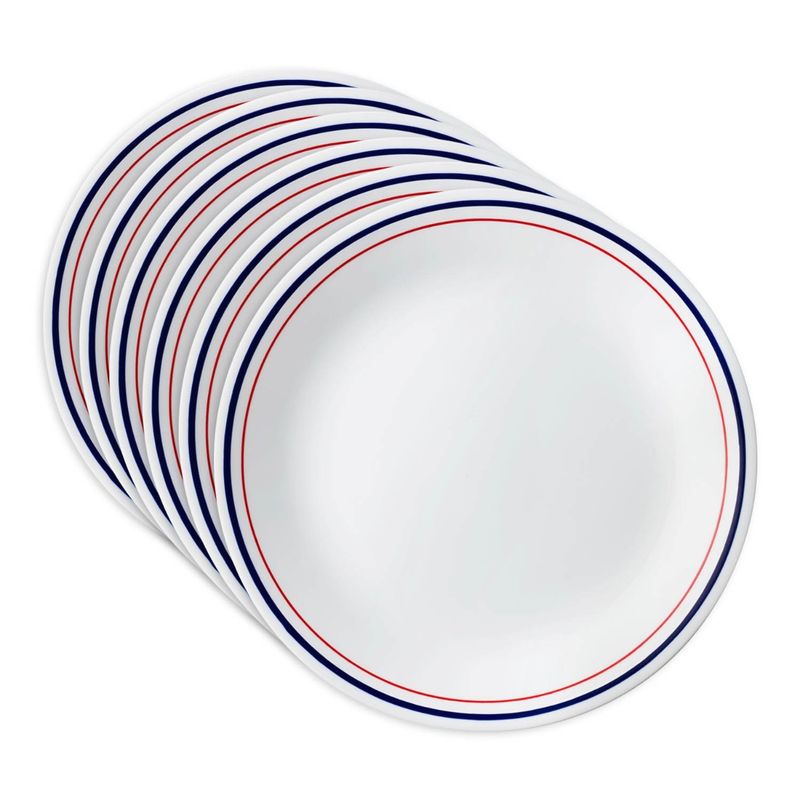 Corelle Livingware Red-N-Blue Pack of 6 Dinner Plates Double Ring: Buy ...