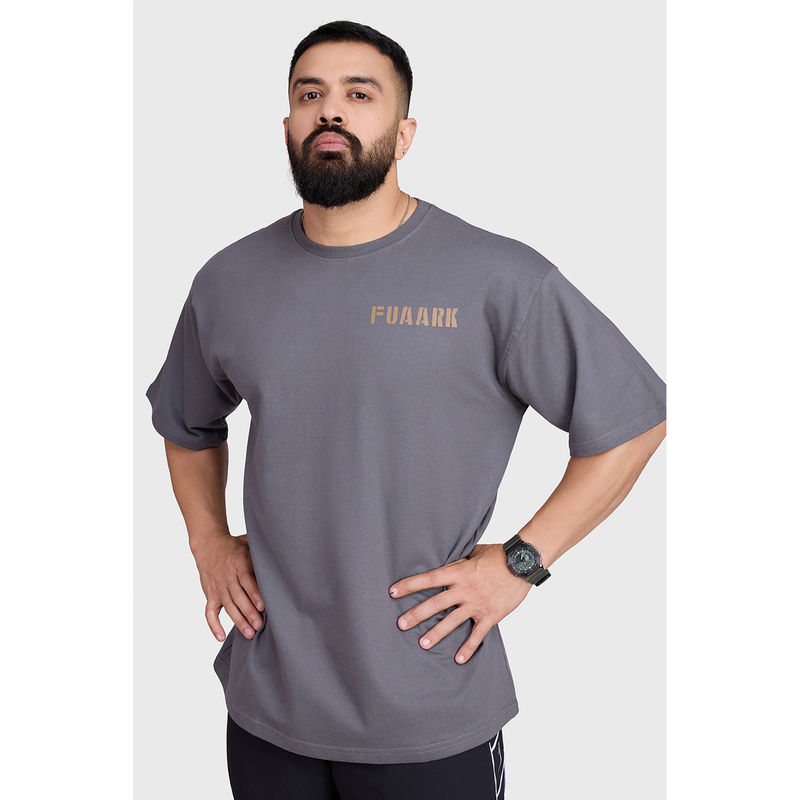 Buy FUAARK Grey Rage Oversized Sports and Gym T-Shirt for Men Online