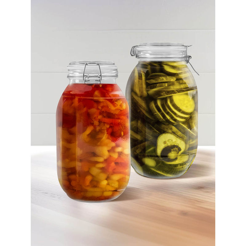 Buy The Better Home Glass Jar with Attached Lid, 2L, (Pack Of 2) Online