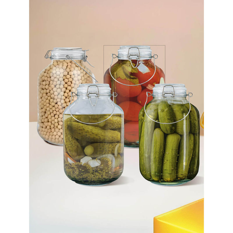 Buy The Better Home Transparent Glass Storage Jar, 3L, (Pack Of 4) Online