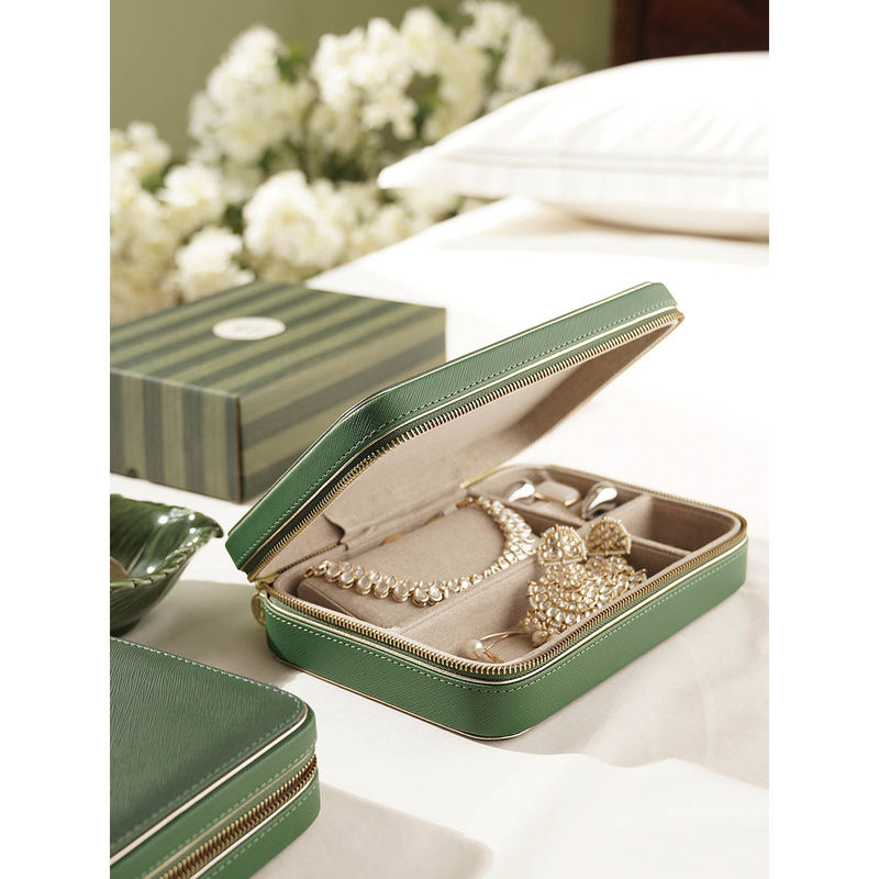 Buy Pure Home + Living Green Rectangle Travel Jewellery Box Online