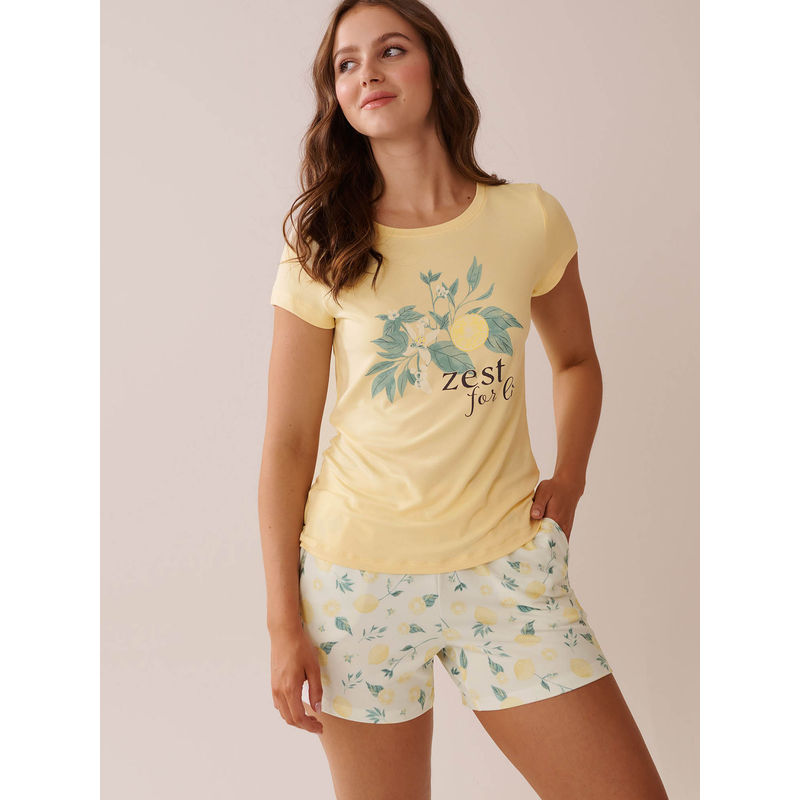 Buy La Vie En Rose Lemon Print Super Soft T-Shirt Online